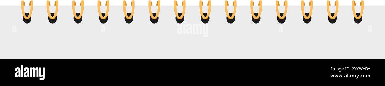 Golden binding metal rings are attached to a white sheet of paper ...