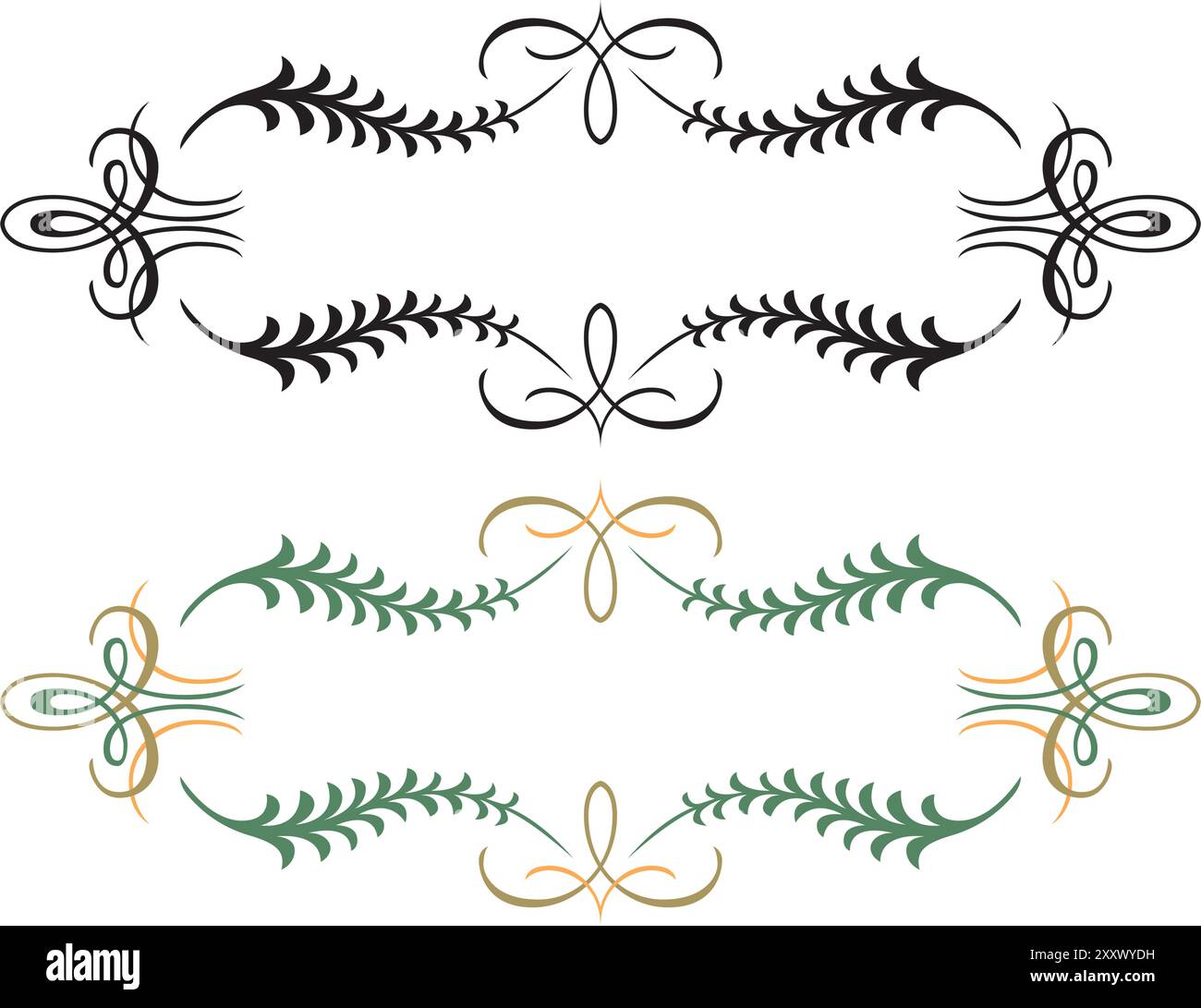 Hand drawn vintage manuscript ribbons colored set isolated vector ...