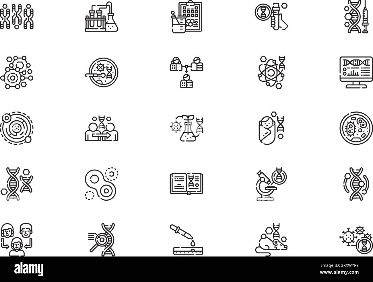 Genetic icons collection is a vector illustration with editable stroke ...