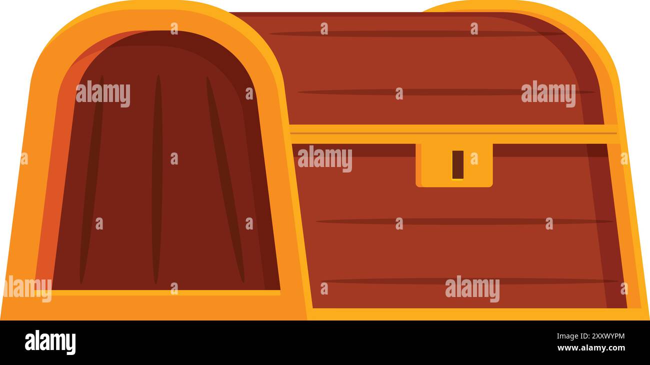 Closed wooden treasure chest with golden elements is waiting to be ...