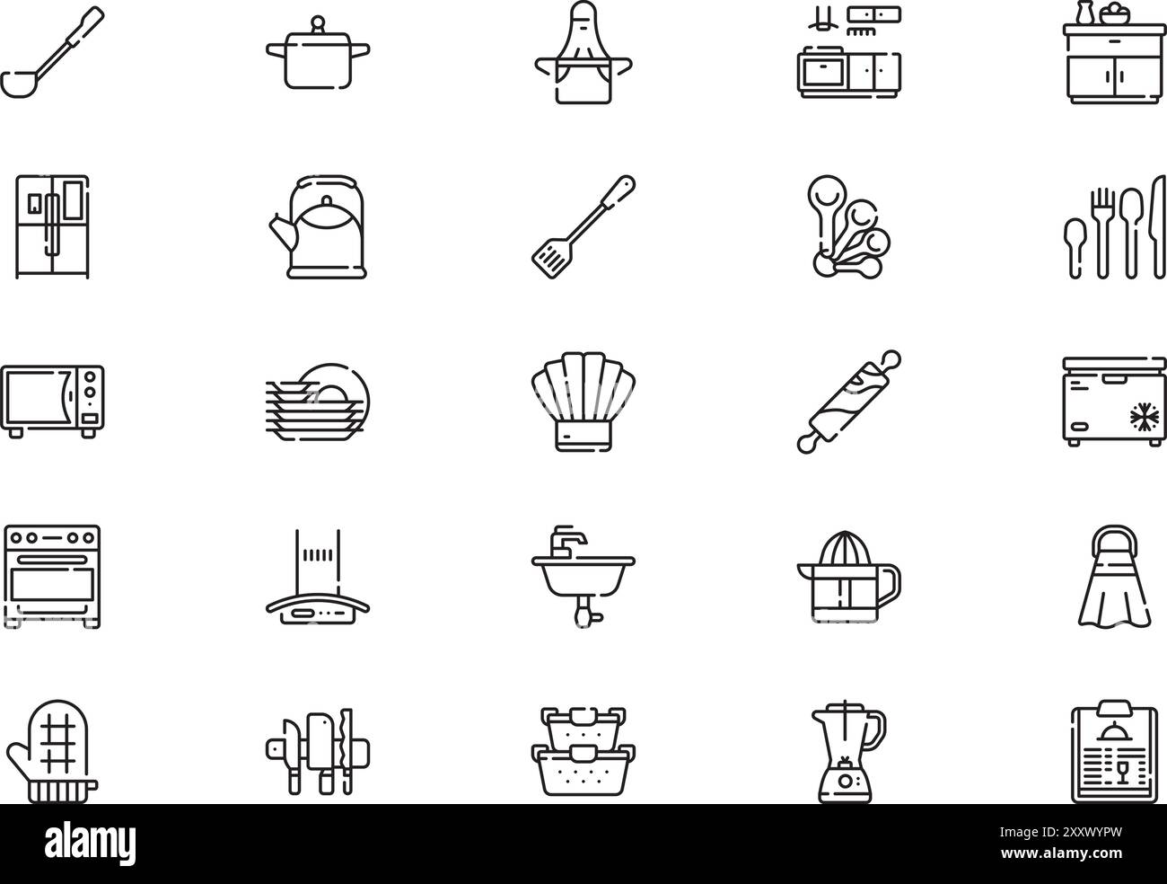 Kitchen icons collection is a vector illustration with editable stroke ...