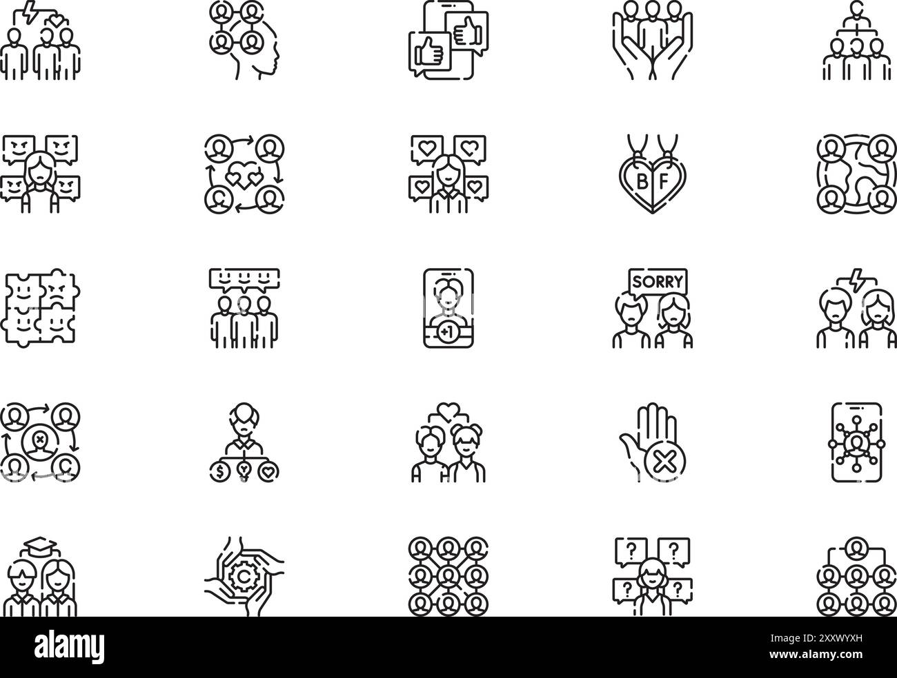 Social relationship icons collection is a vector illustration with ...