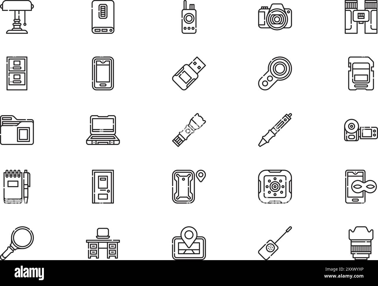 Private detective icons collection is a vector illustration with editable stroke Stock Vector ...