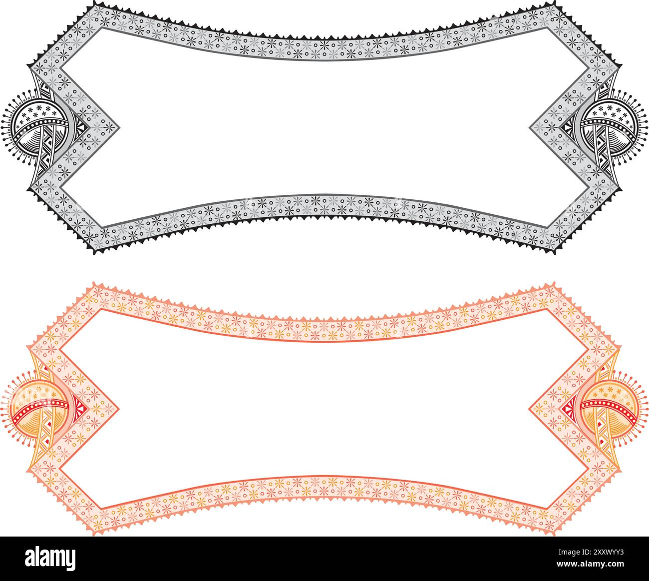 Hand drawn vintage manuscript ribbons colored set isolated vector ...