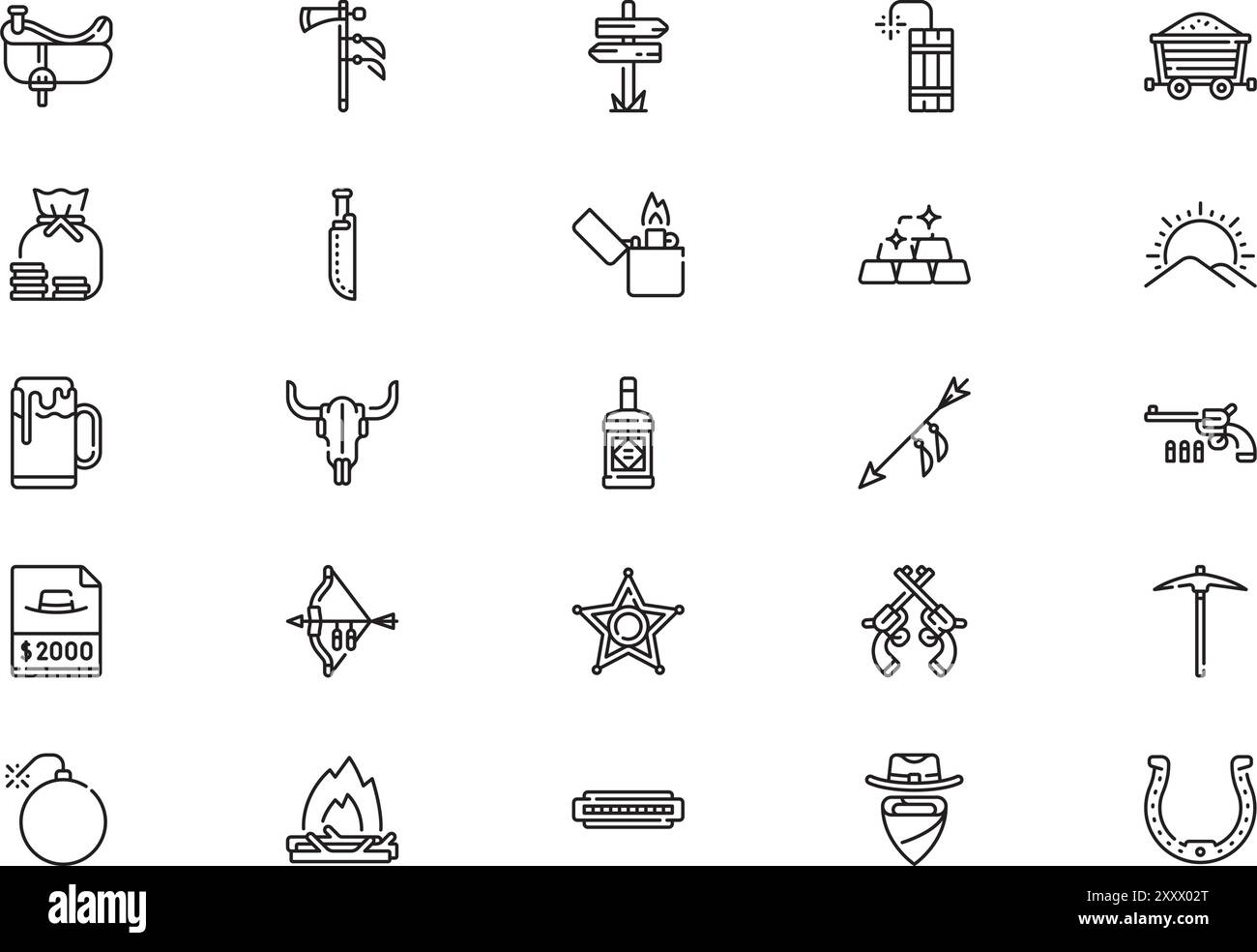 Wild west icons collection is a vector illustration with editable ...