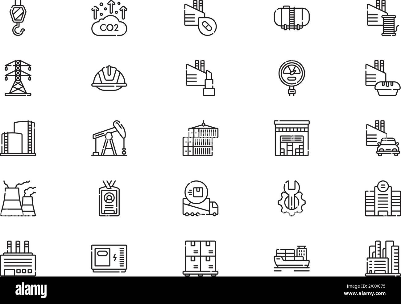 Industry icons collection is a vector illustration with editable stroke ...