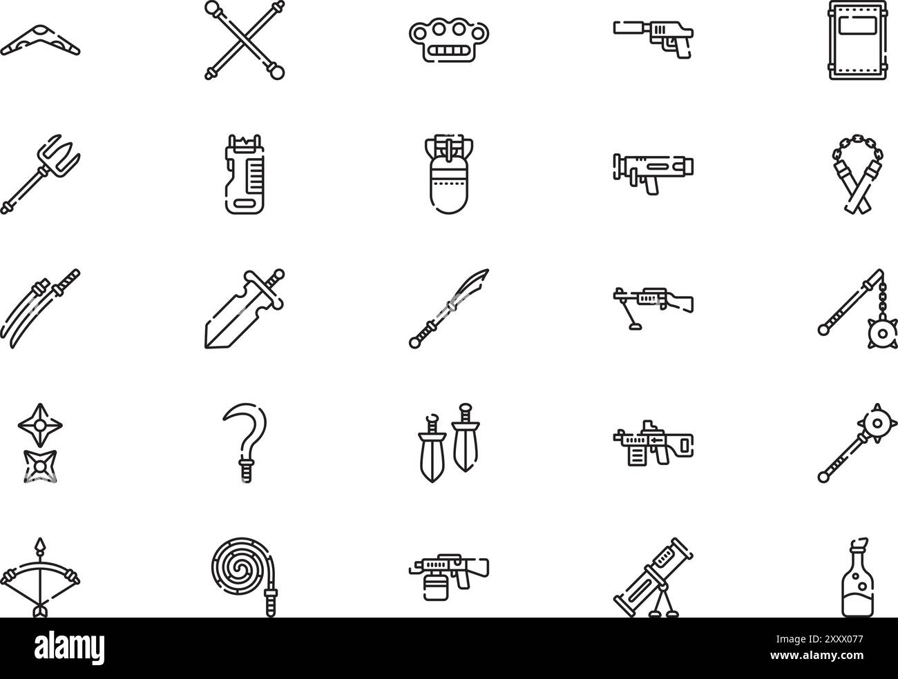 Weapons icons collection is a vector illustration with editable stroke ...