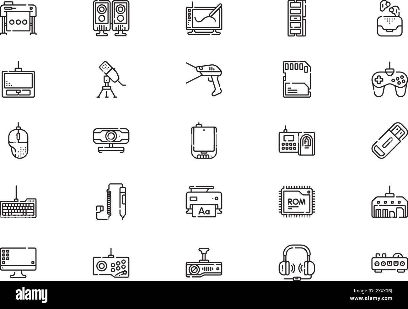 Computer peripherals icons collection is a vector illustration with editable stroke Stock Vector ...
