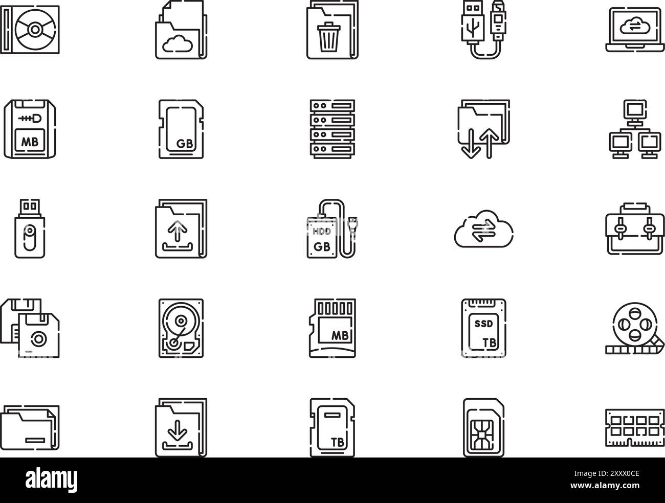 Data storage icons collection is a vector illustration with editable ...