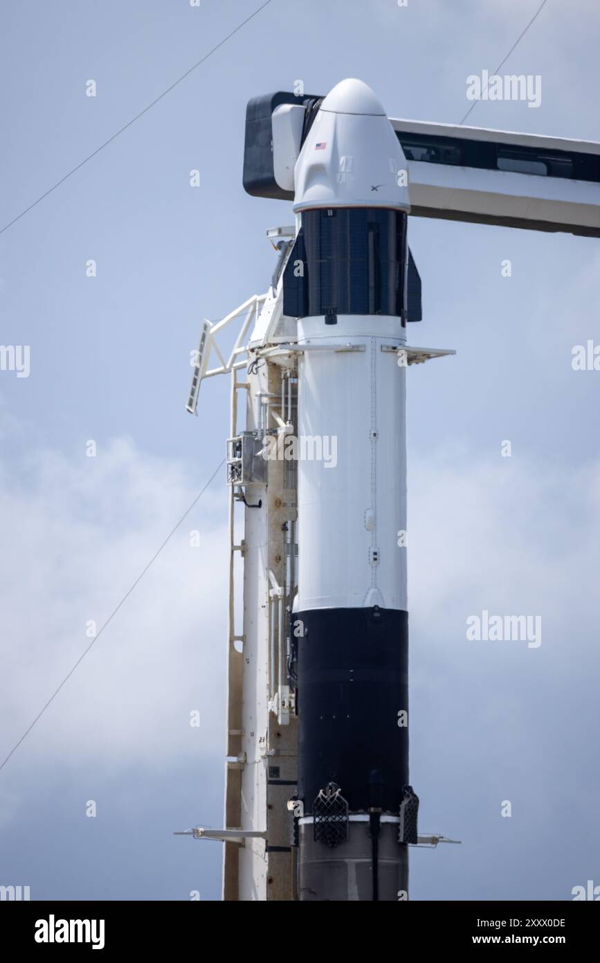 On historic launch pad LC-39A the SpaceX commerical crew Polaris Dawn ...