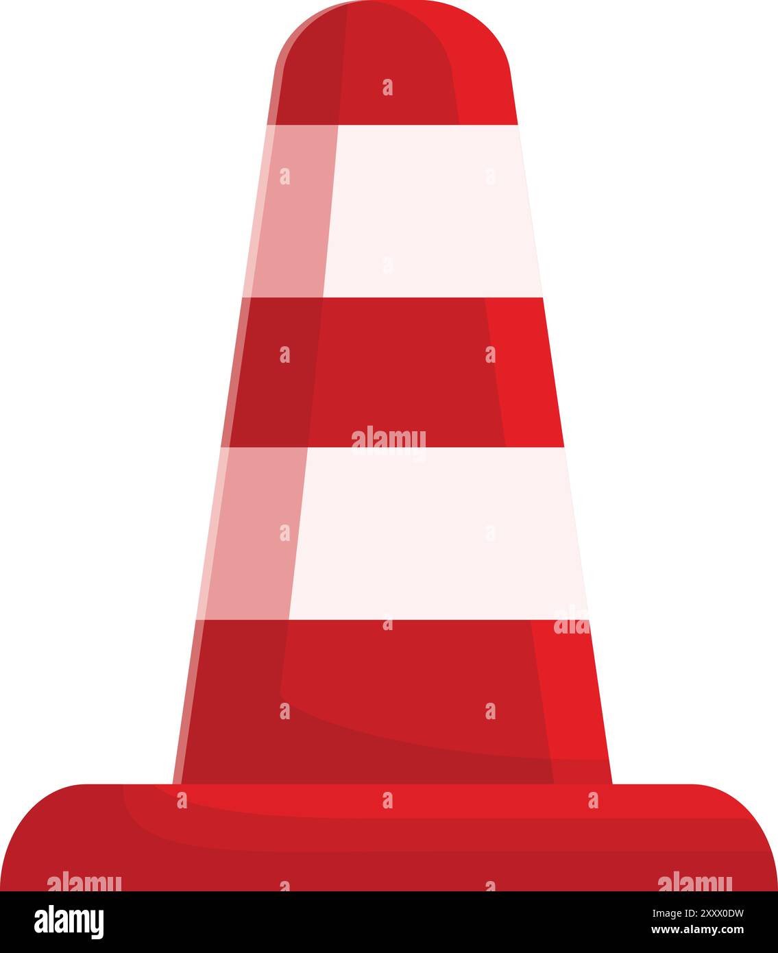 Red and white striped traffic cone standing up, signaling caution and ...