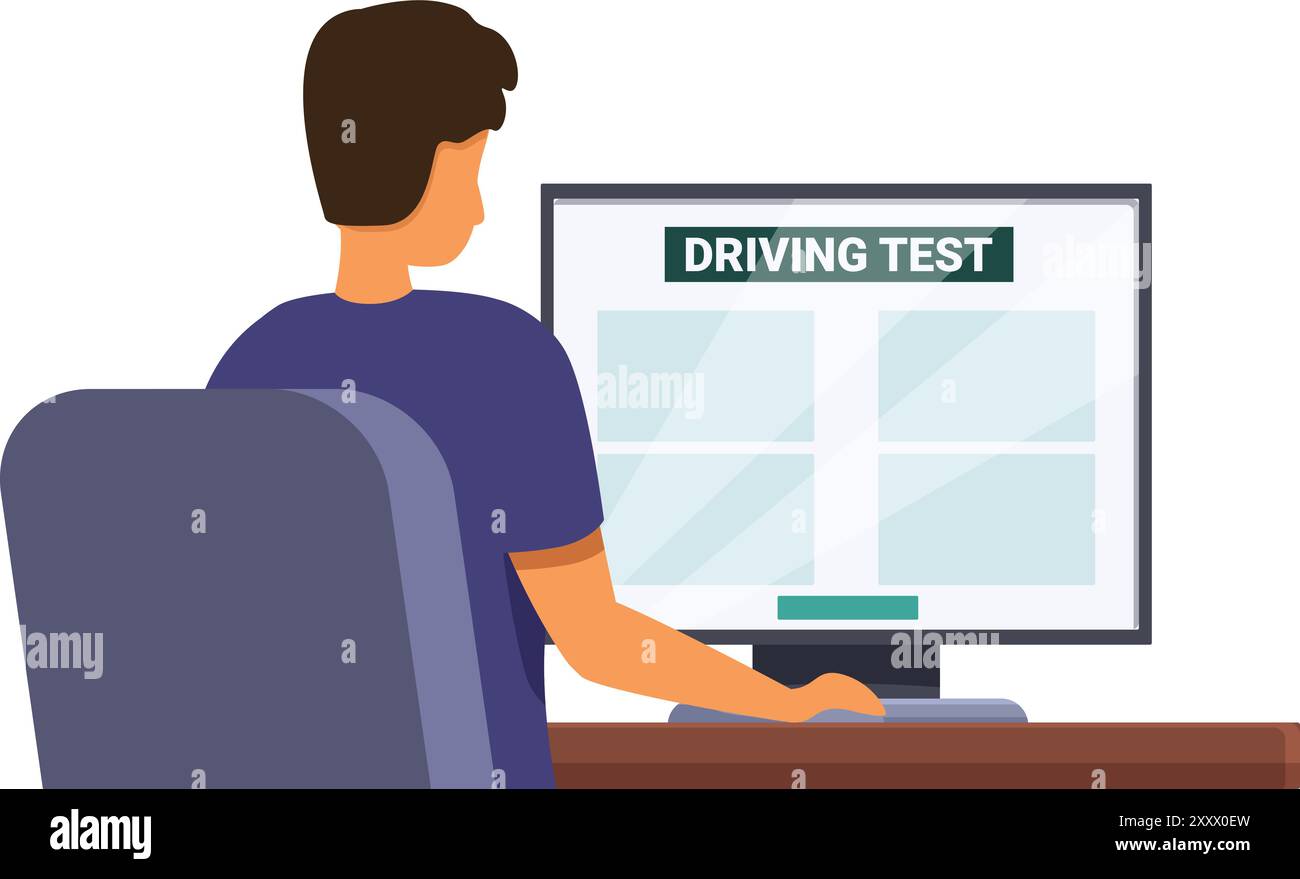 Man on computer back view Stock Vector Images - Alamy