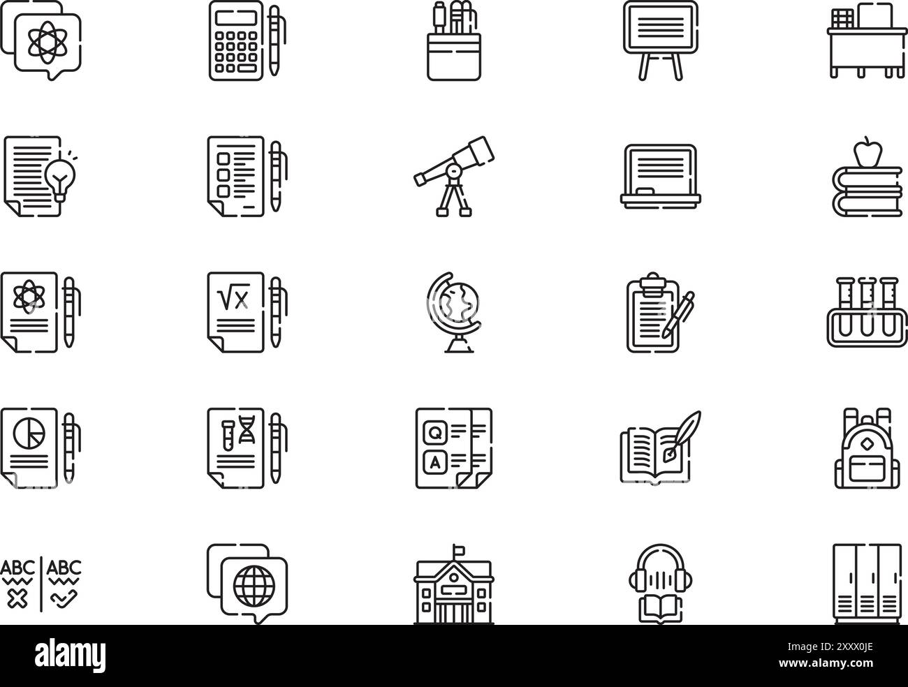 School subjects icons collection is a vector illustration with editable ...
