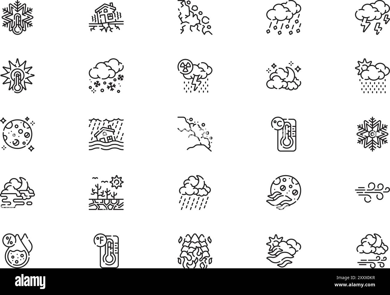 Weather phenomena icons collection is a vector illustration with ...