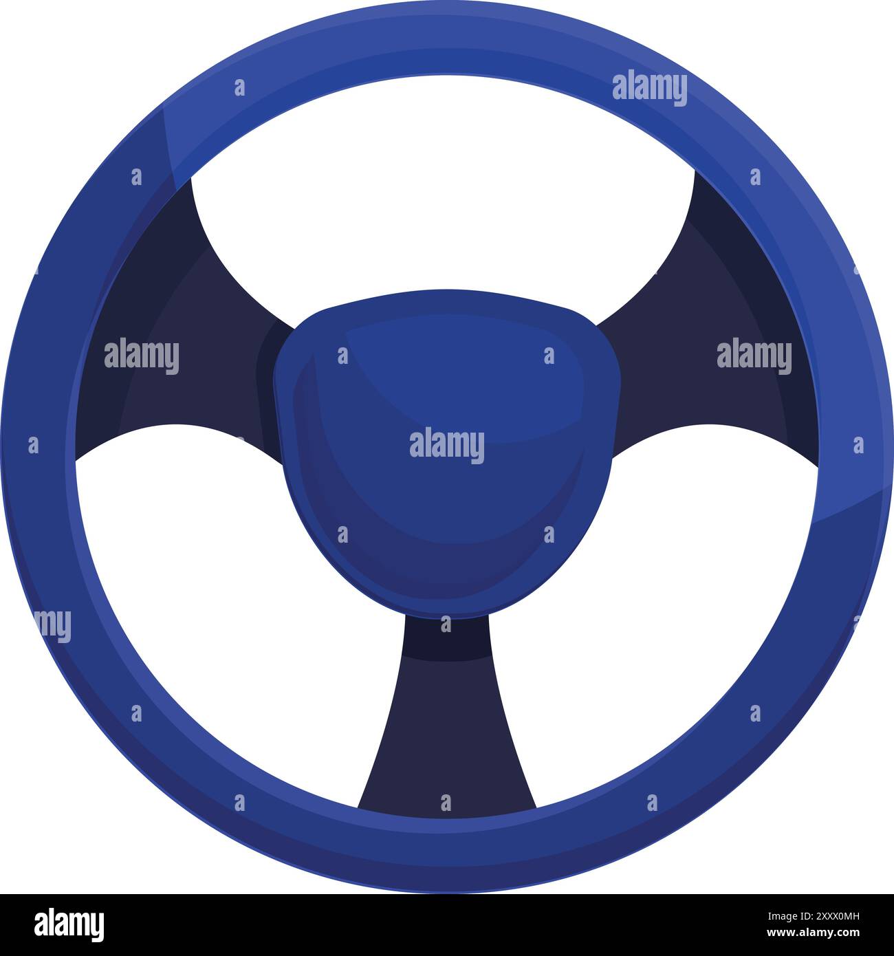 Blue steering wheel isolated on a white background, essential component ...