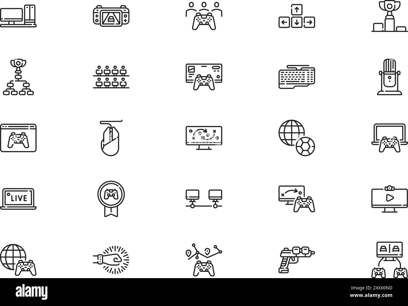 Esports icons collection is a vector illustration with editable stroke ...
