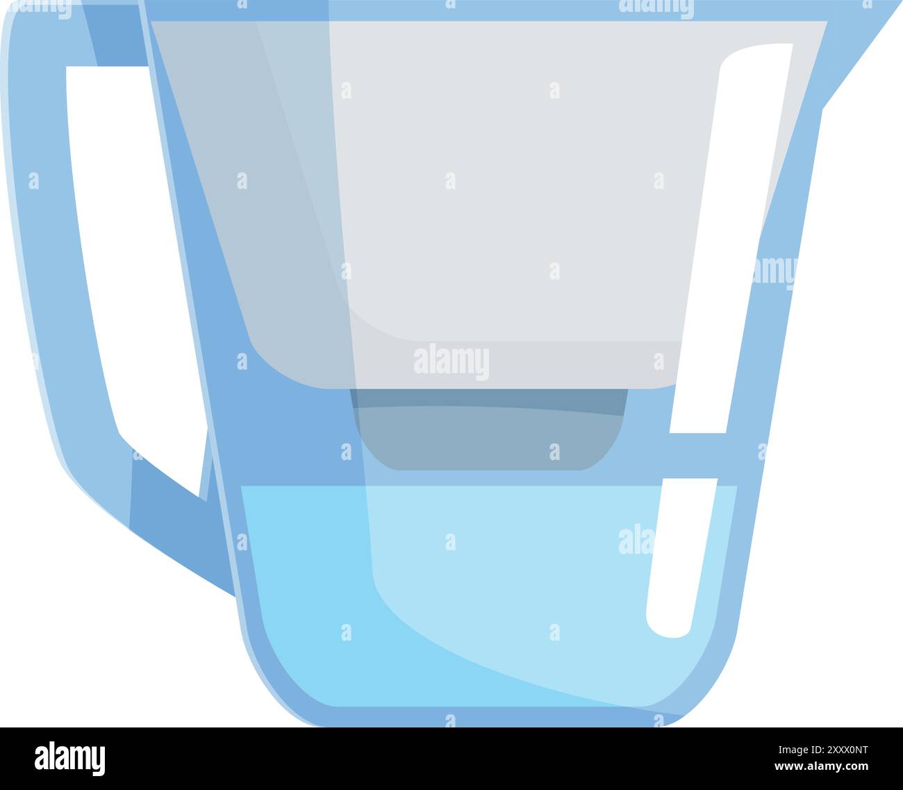 Measuring cup containing water with measuring lines showing different ...