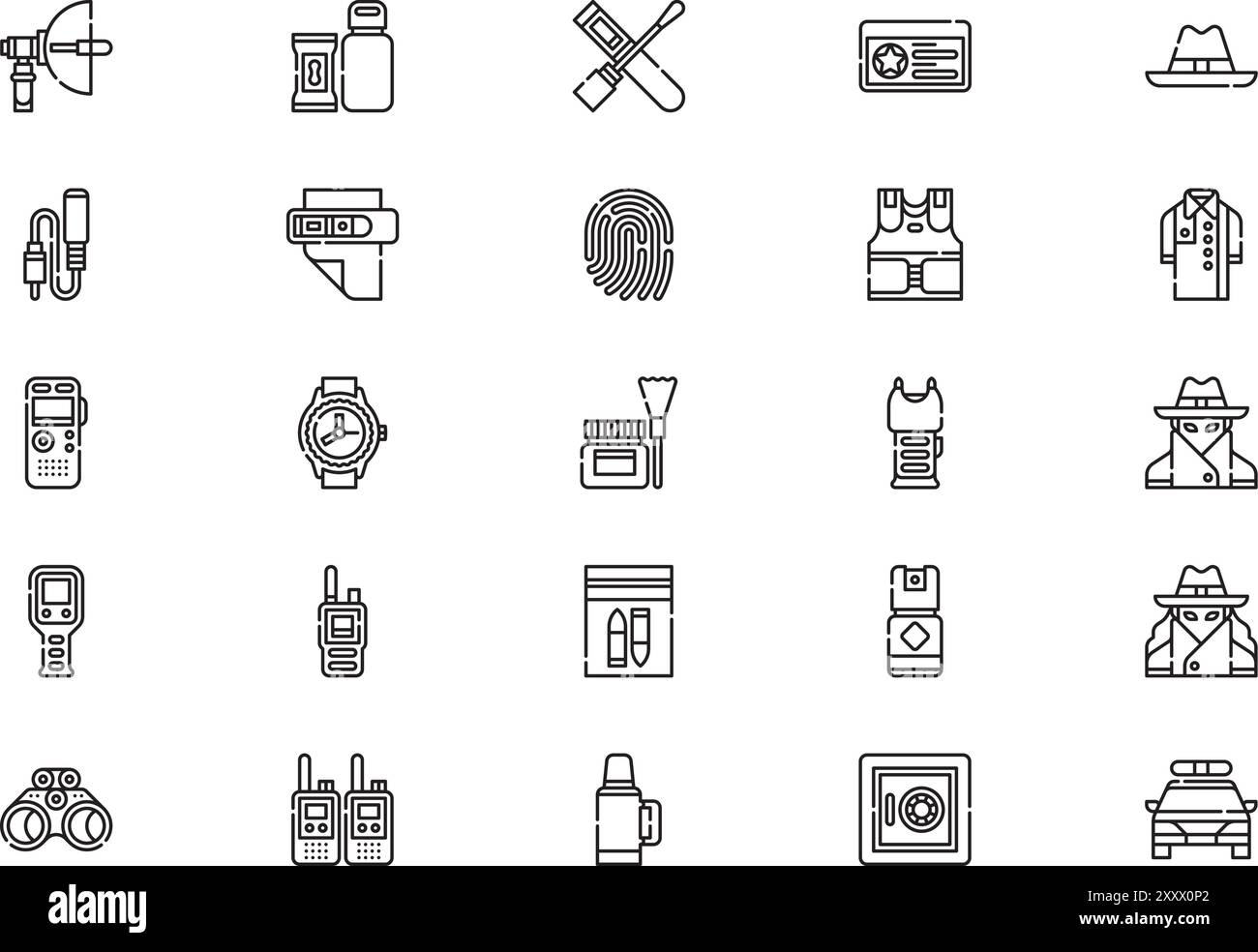 Private detective icons collection is a vector illustration with editable stroke Stock Vector ...