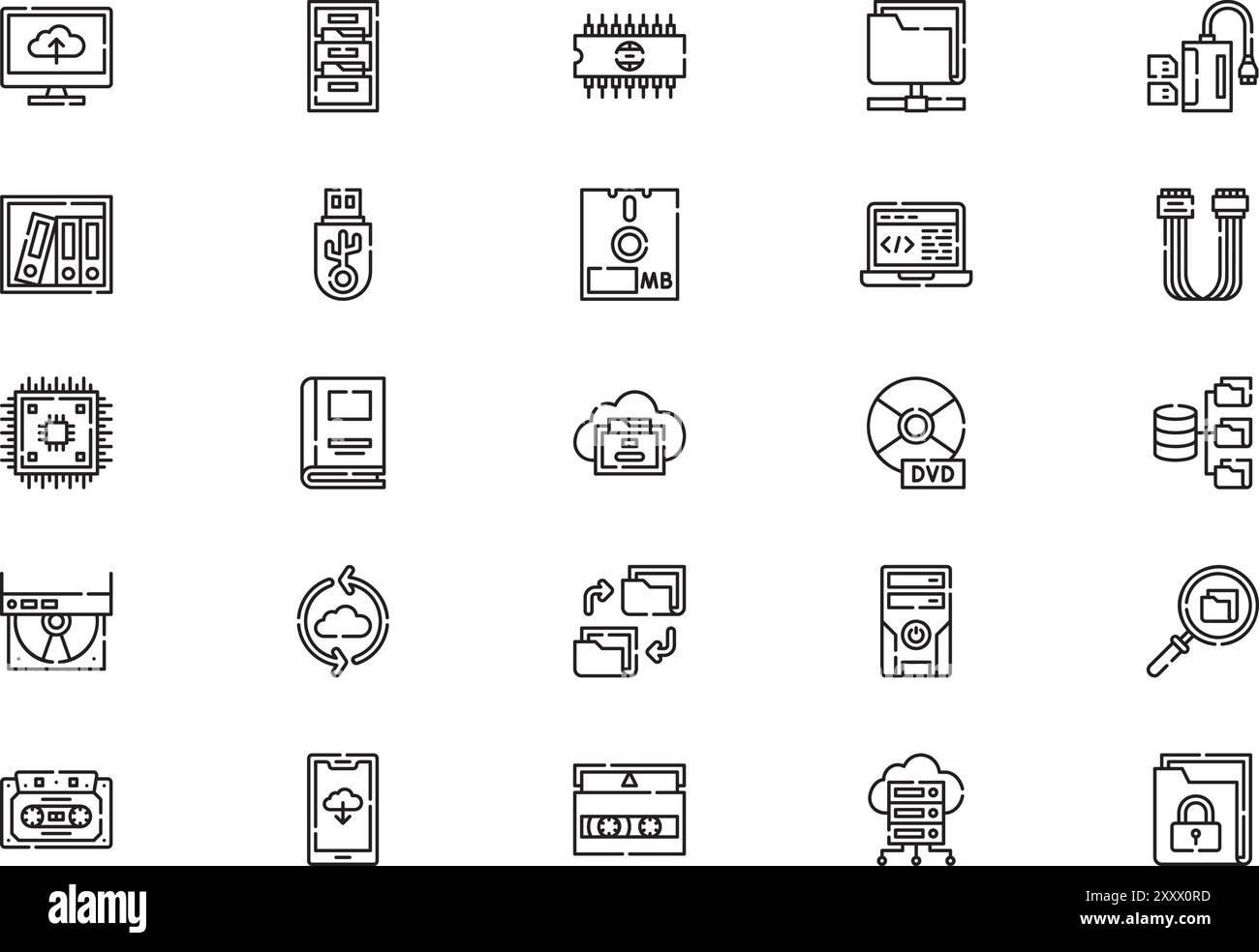 Data storage icons collection is a vector illustration with editable ...