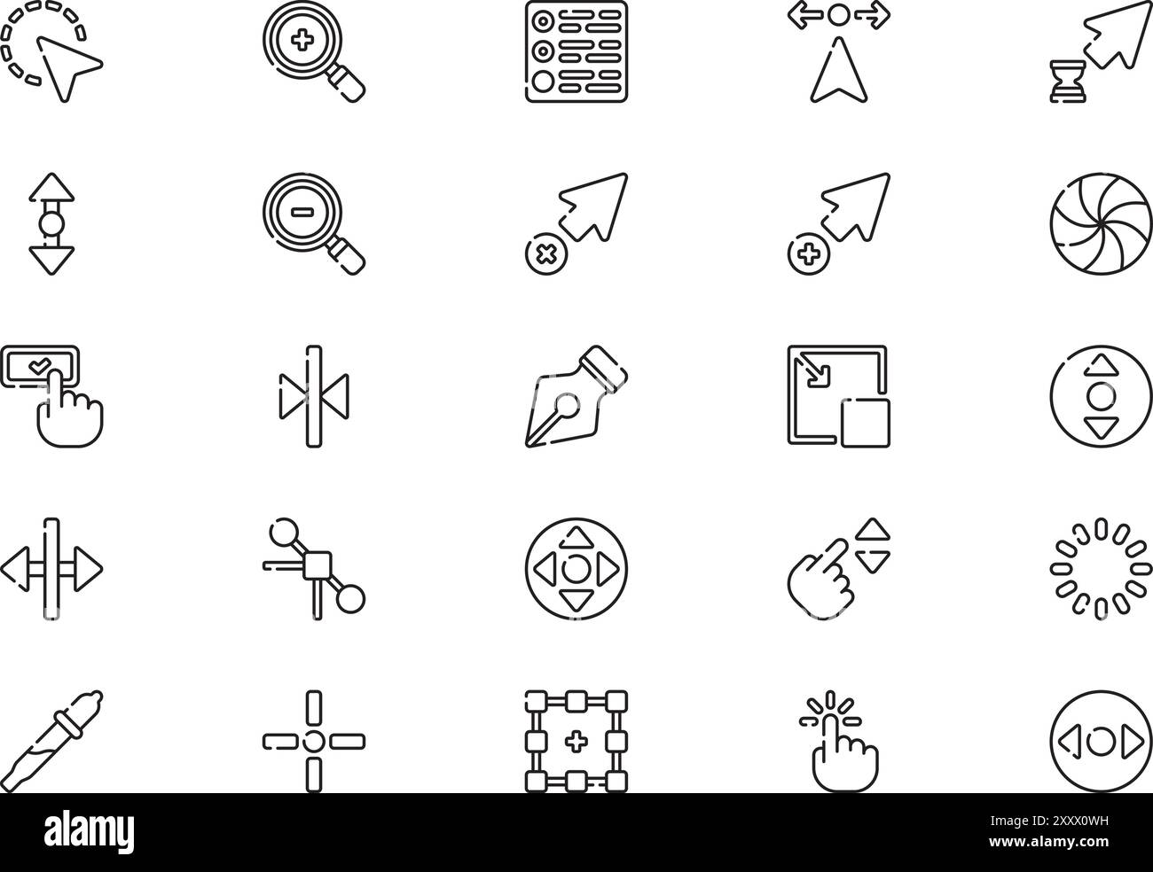 Selection and cursors icons collection is a vector illustration with editable stroke Stock ...