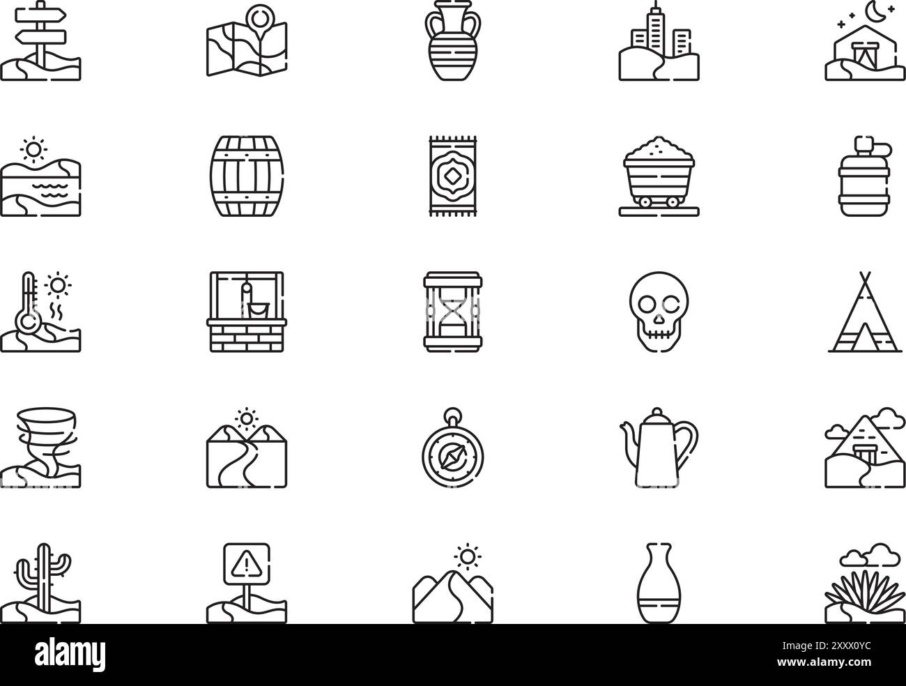 Desert icons collection is a vector illustration with editable stroke ...