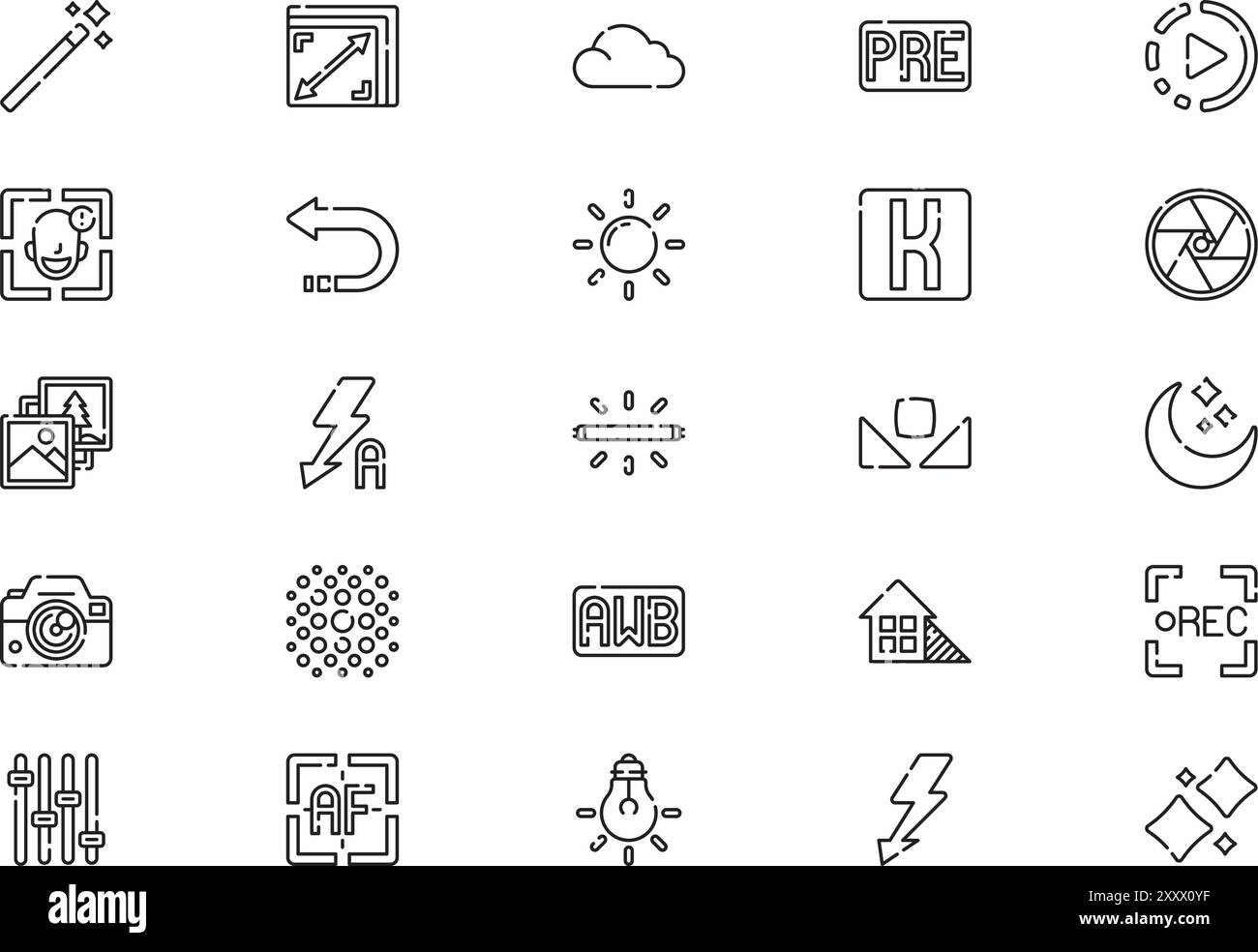 Camera interface icons . collection is a vector illustration with editable stroke Stock Vector ...