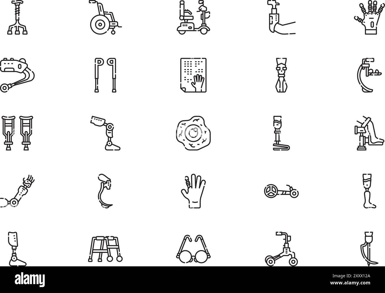Disabled people assistance icons collection is a vector illustration ...