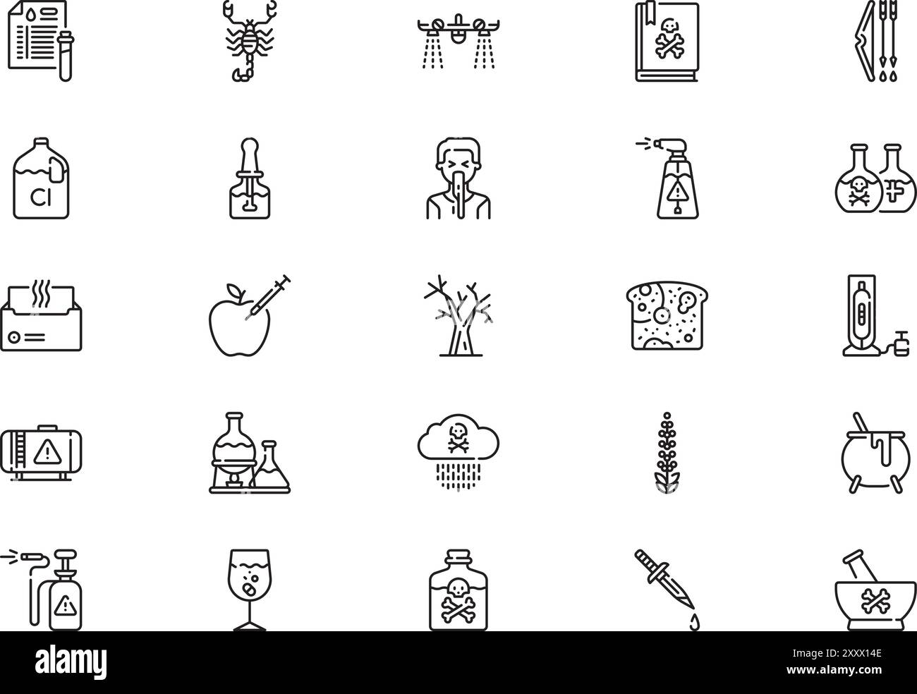 Poison icons collection is a vector illustration with editable stroke ...