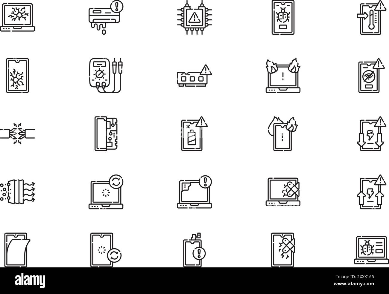 Devices repair icons collection is a vector illustration with editable stroke Stock Vector Image ...