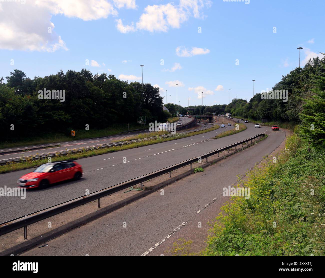 The A 48 dual carriageway, with light traffic. Cardiff, South Wales, UK ...