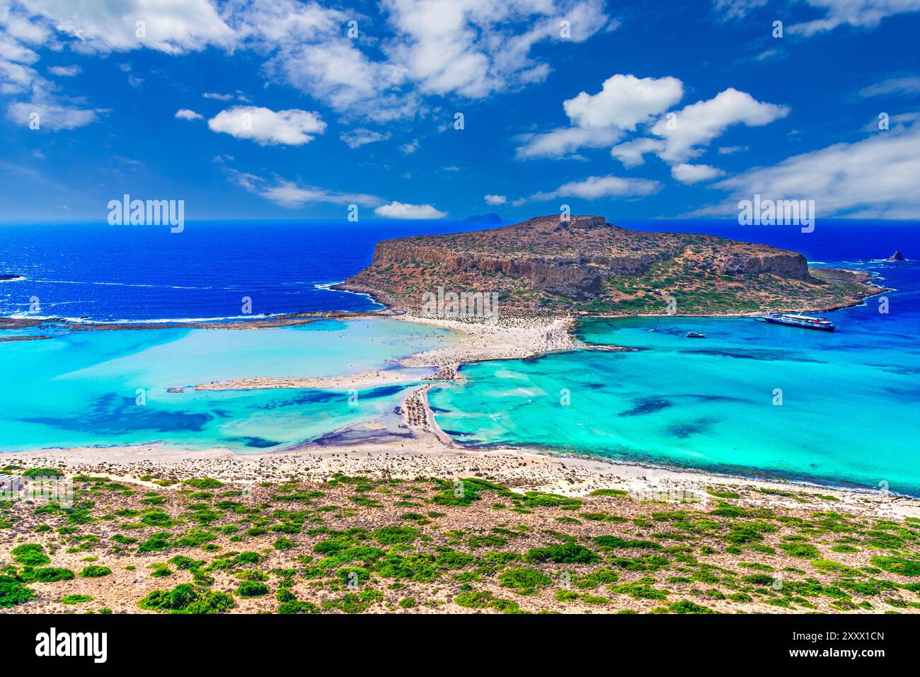Balos Lagoon Crete Island Greece Panoramic View Of Balos Lagoon And