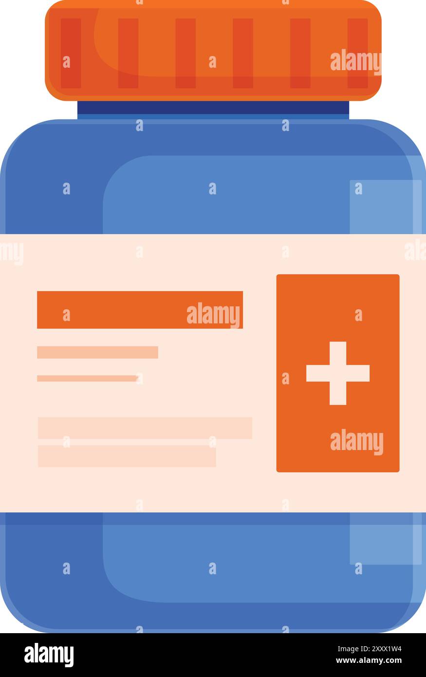 Blue medicine bottle with blank label for adding your own text or ...