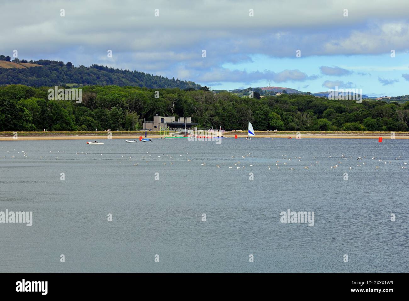 Llanishen Reservoir with sailing boat. Taken August 2024. Summer Stock ...