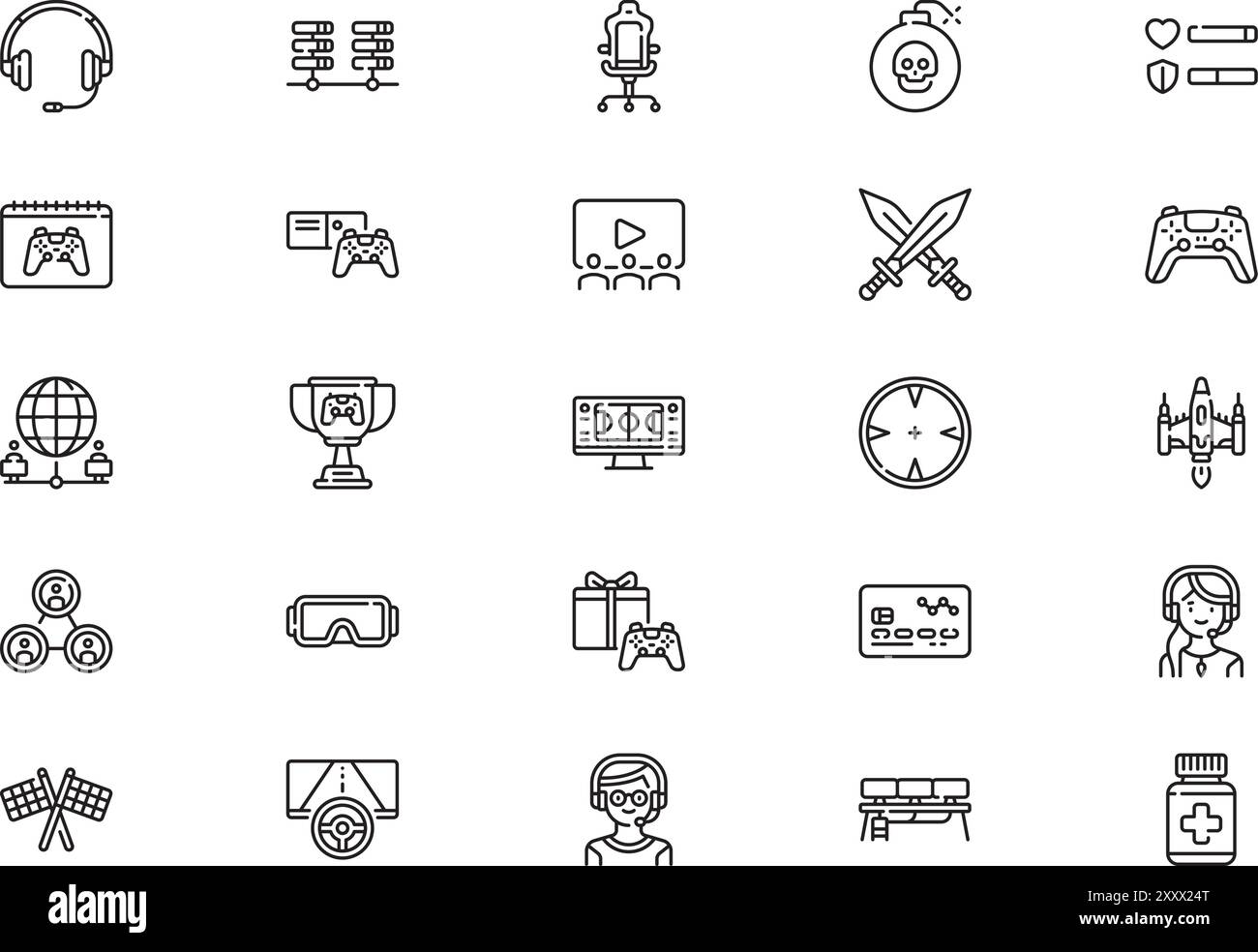Esports icons collection is a vector illustration with editable stroke ...