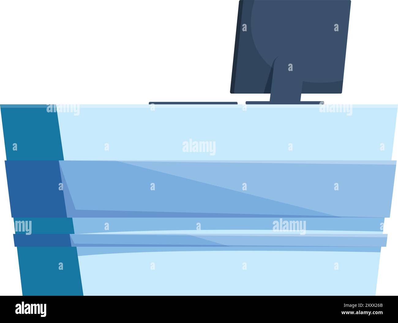 Modern reception desk with computer for registering visitors Stock ...