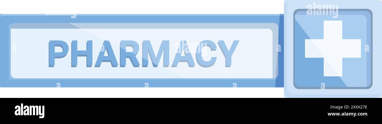 Blue pharmacy sign with a cross showing the location of a drugstore or ...