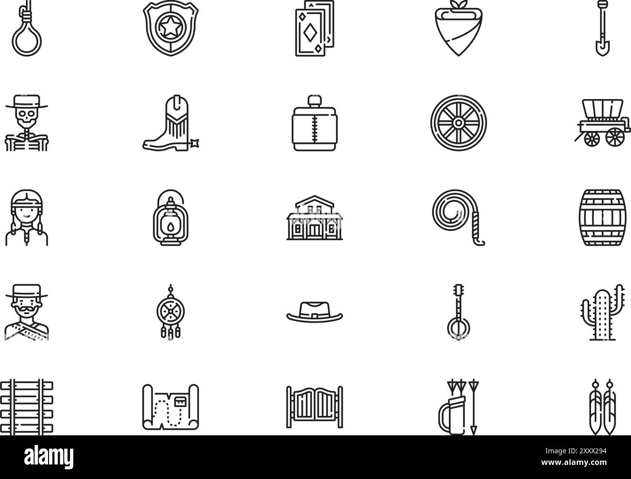Wild west icons collection is a vector illustration with editable ...