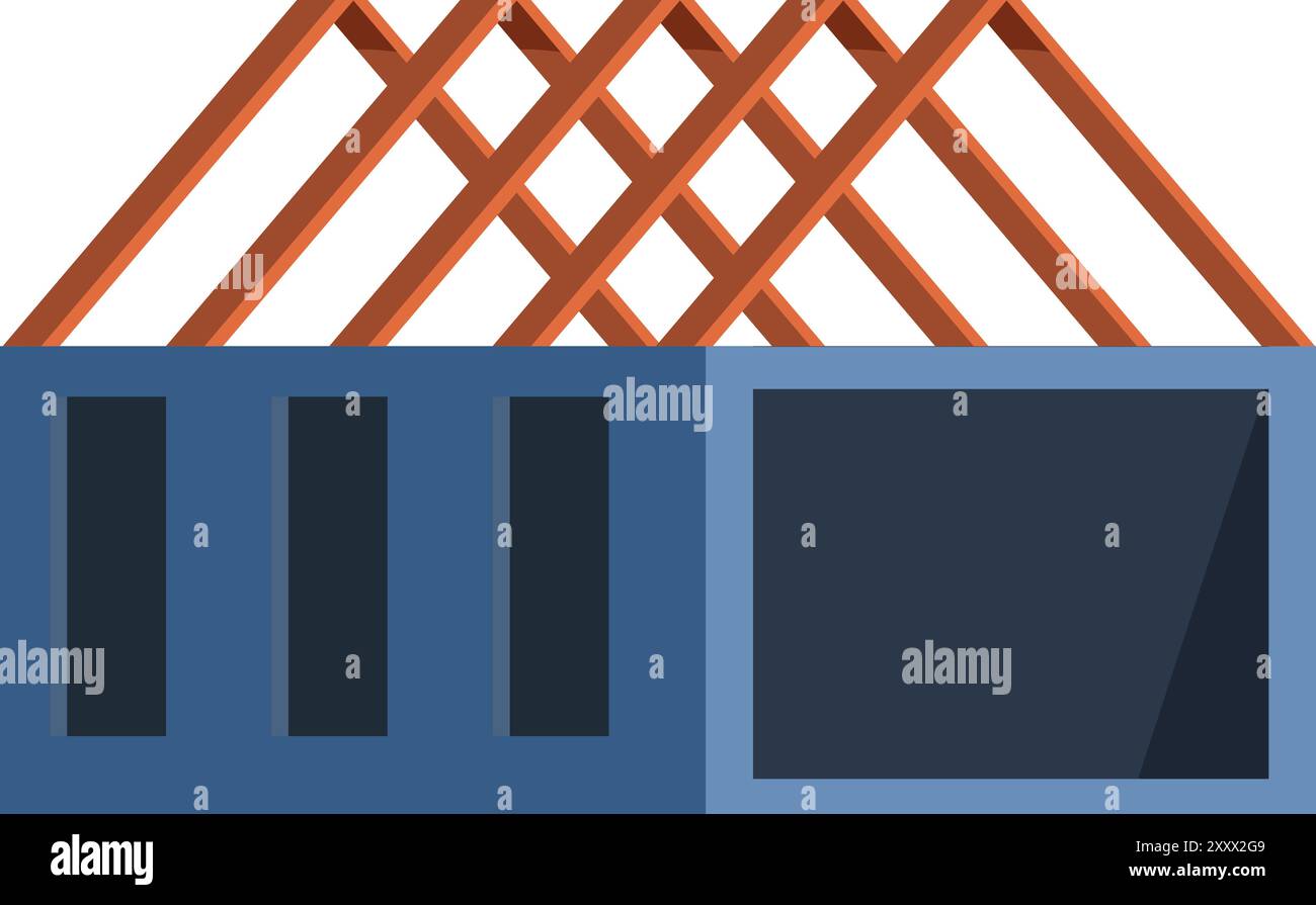 Residential building under construction showing framing installation ...