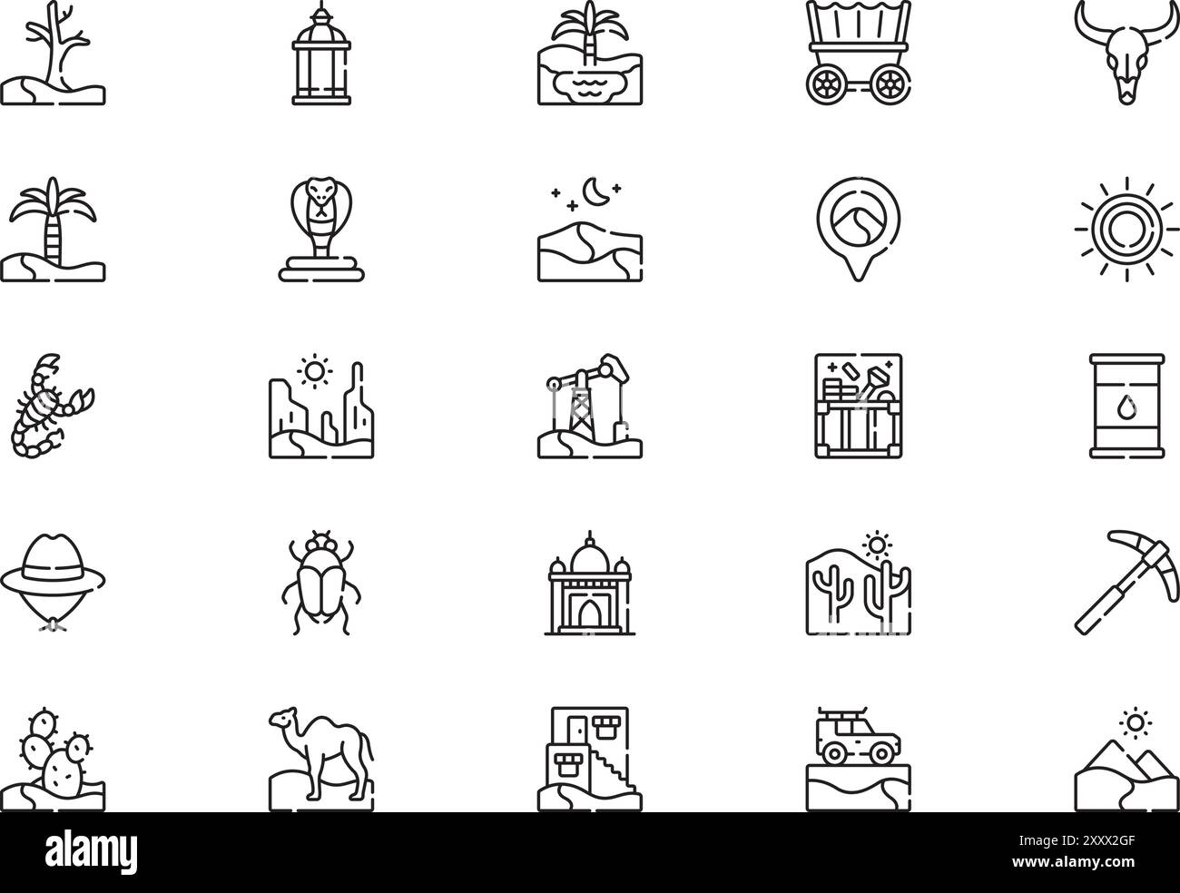 Desert icons collection is a vector illustration with editable stroke ...