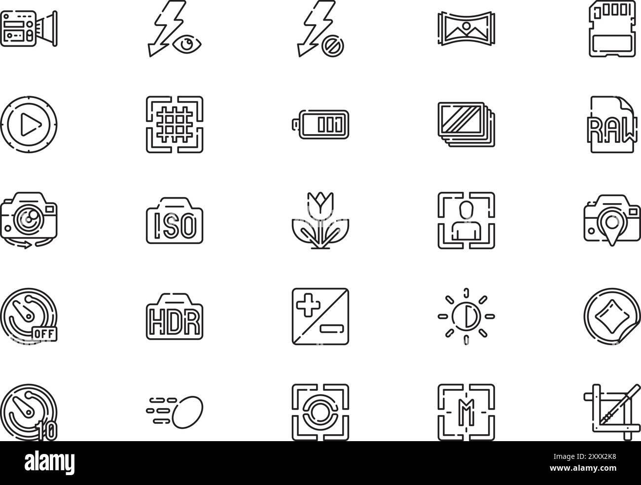 Camera interface icons collection is a vector illustration with editable stroke Stock Vector ...