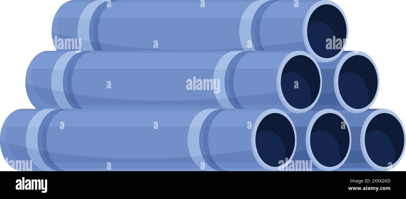 Stack of industrial blue water pipes lying on top of each other, ready ...