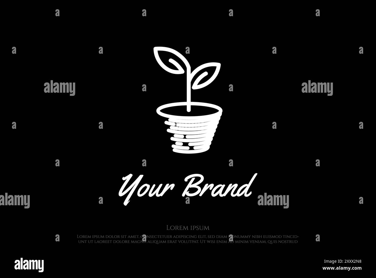 Modern Pot Plant Leaf Grow for Garden Environment Logo Design Vector ...