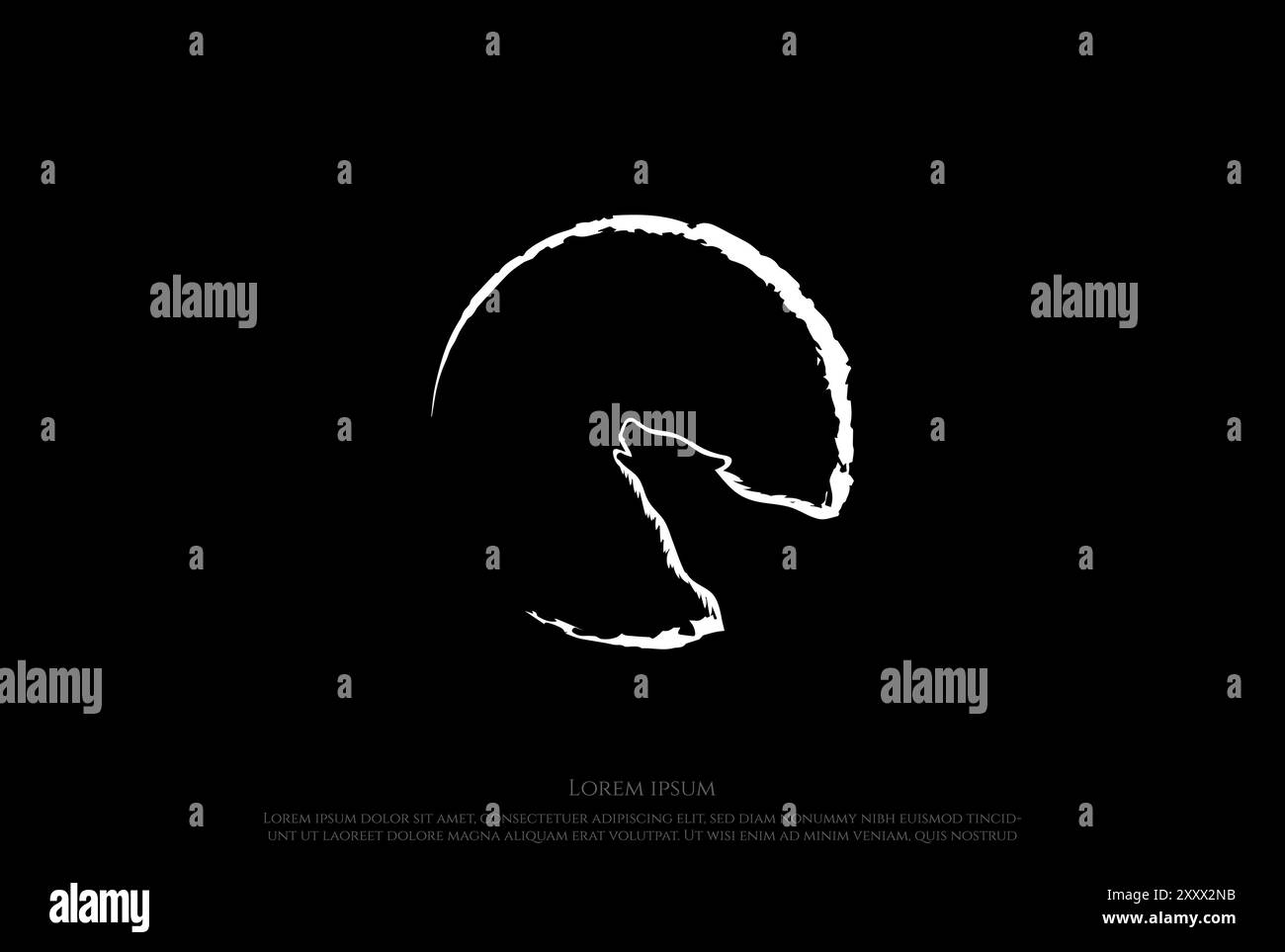 Moon Howling Wolf Jackal Coyote Dog Silhouette Logo Design Vector Stock ...