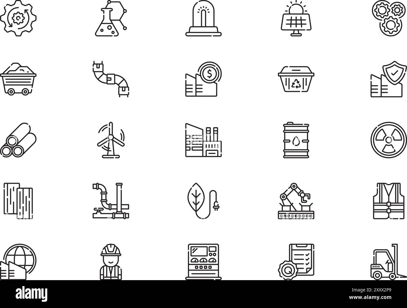 Industry icons collection is a vector illustration with editable stroke ...