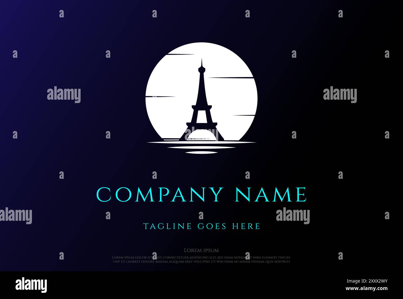 Sunset Sunrise Moon French Eiffel Tower Logo Design Vector Stock Vector ...