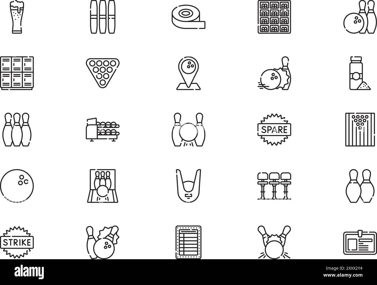 Bowling icons . collection is a vector illustration with editable ...