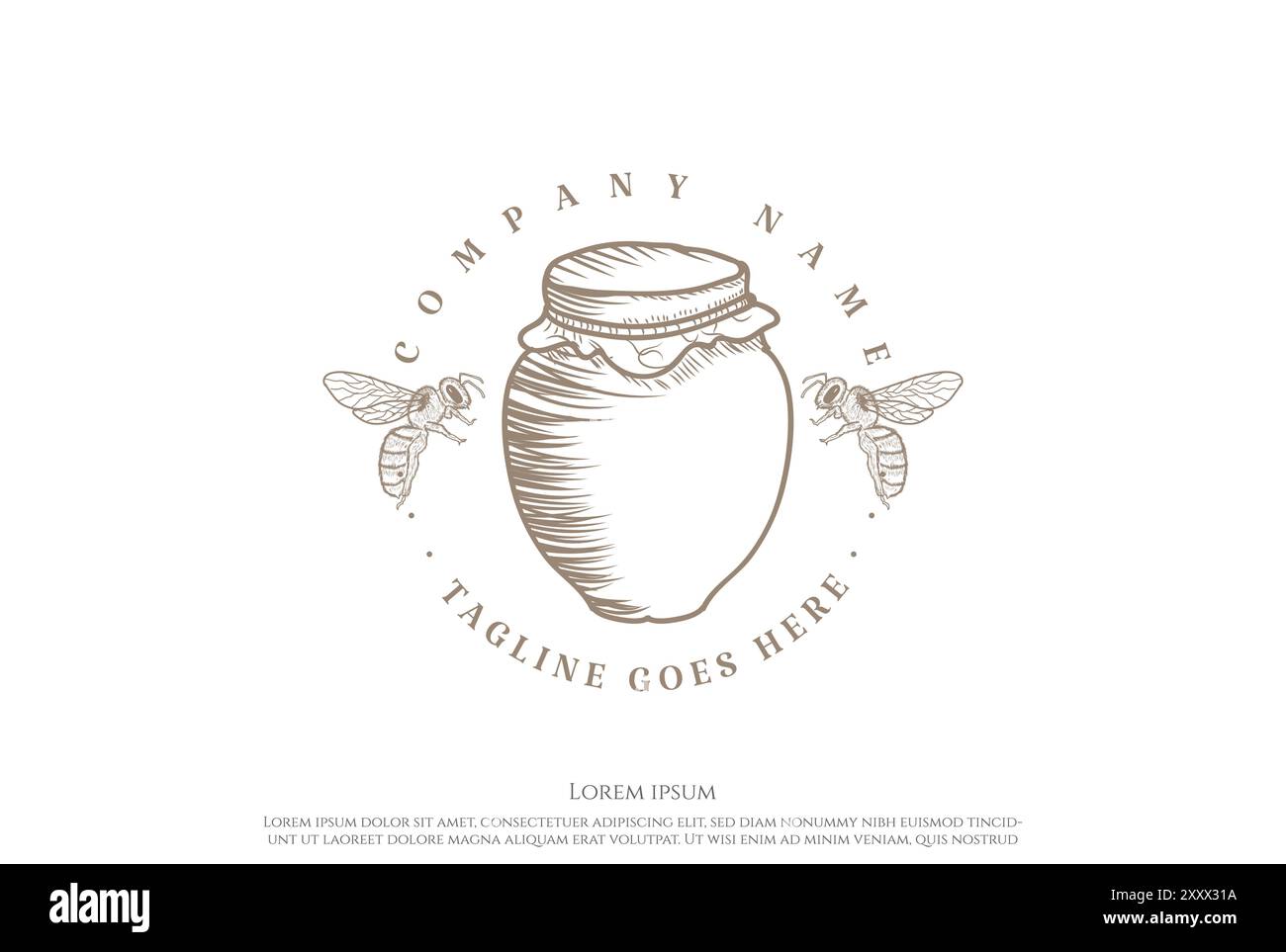 Rustic Vintage Retro Honey Bee Farm Product Label Logo Design Vector ...