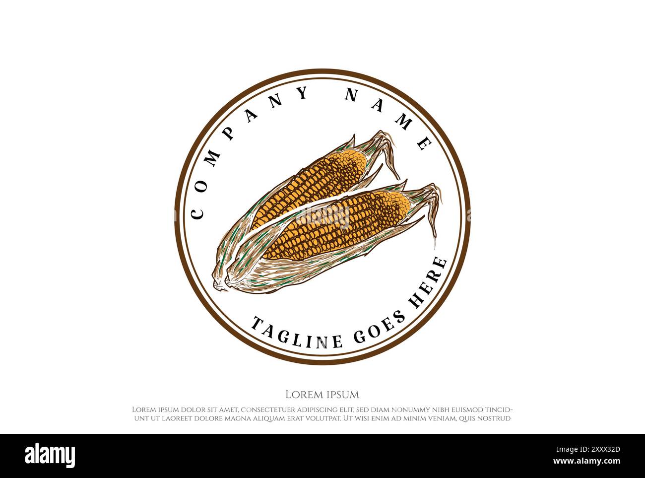 Vintage Retro Corn Farm Product Label Stamp Logo Design Vector Stock ...