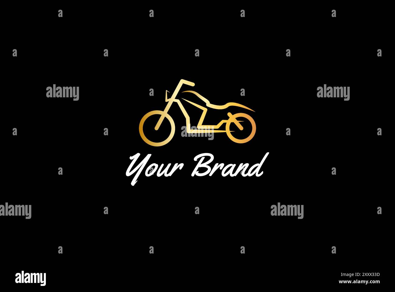 Simple Minimalist Golden Motorcycle Line Silhouette Logo Design Vector ...