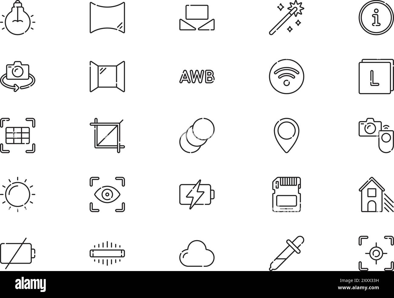 Camera interface icons collection is a vector illustration with editable stroke Stock Vector ...